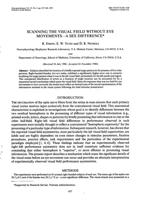 Pdf Scanning The Visual Field Without Eye Movements A Sex Difference