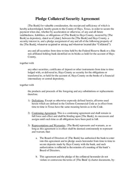 Pledge Collateral Security Agreement Fill Out And Sign Online Dochub