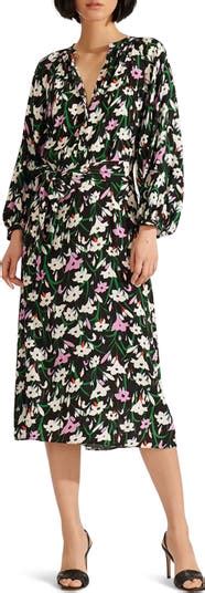 Veronica Beard Cecilia Floral Print Long Sleeve Midi Dress Nordstromrack