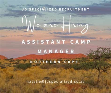 Jd Specialized Recruitment On Linkedin Urgent Position Assistant Camp Manager Northern Cape