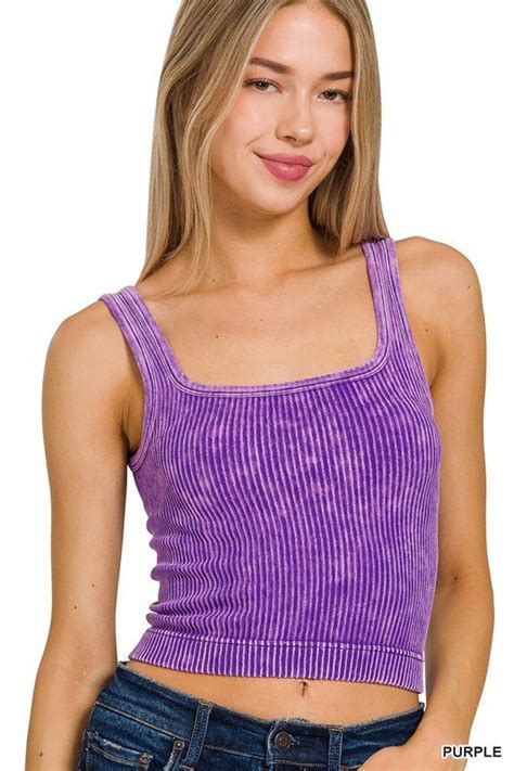 2 Way Crop Ribbed Tank Purple Mercantile213