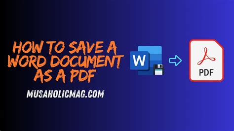 How To Save A Word Document As A Pdf A Step By Step Guide