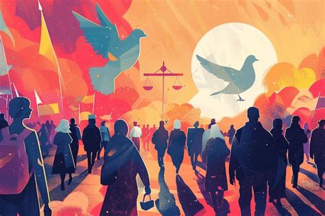 Premium Photo Blend Energetic Visuals Of People Marching In Soli