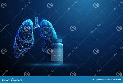 Abstract Blue Human Lungs With Bottle Respiratory Viral Lung Diseases