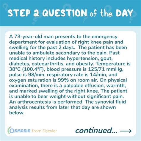 Usmle® Step 2 Question Of The Day Arthrocentesis Osmosis Blog