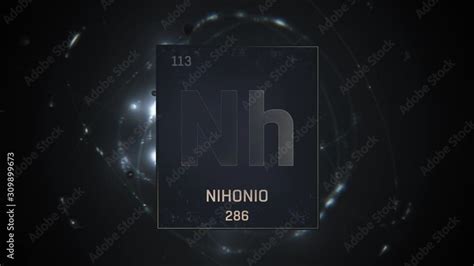 Nihonium As Element 113 Of The Periodic Table Seamlessly Looping 3d Animation On Silver
