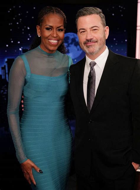 Michelle Obama Promotes Her New Book In Hervé Léger On Jimmy Kimmel