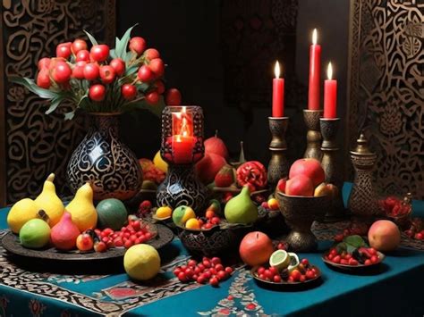 Premium Photo Yalda Night Decoration Table