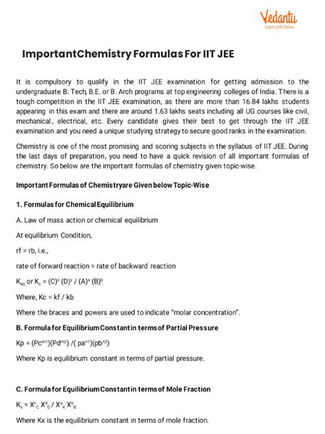 important chemistry formulas for iit jee pdf