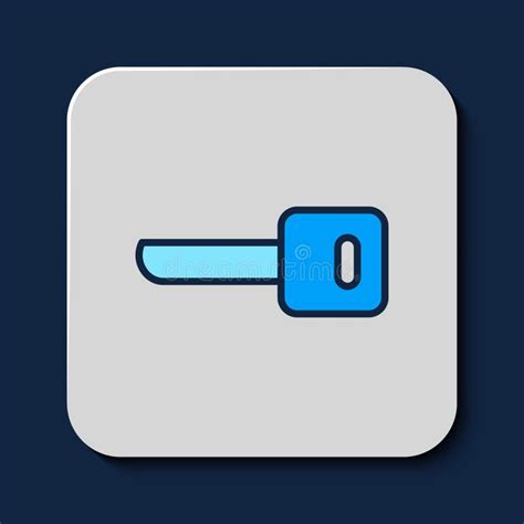 Icono De Clave De Esquema Rellenado Aislado En Fondo Azul Vector Ilustración Del Vector