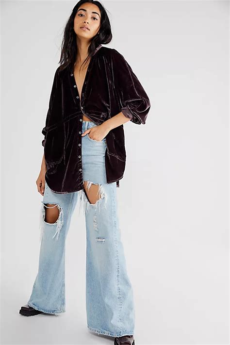 We The Free Summer Daydream Velvet Buttondown Free People