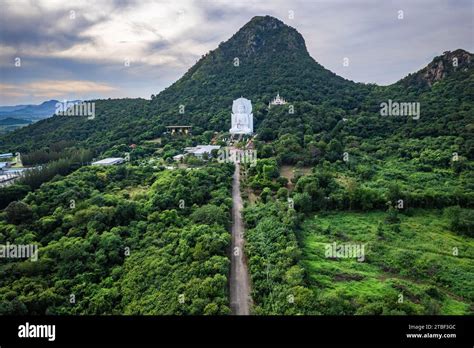 Aerial View Of Wat Tham Phrathat Khao Prang Temple In Lopburi Thailand