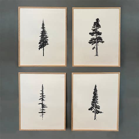 Tree Prints Set Of 4 Paper Prints Tree Series Custom Ink Colour
