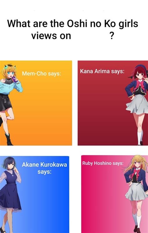 Like Those Mario Memes But With Oshi No Ko Girls Roshinokomemes