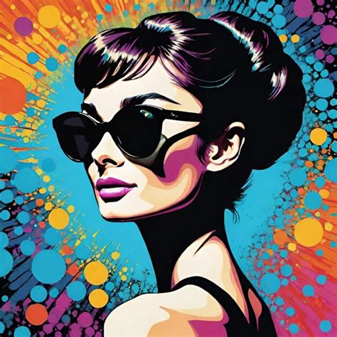 Audrey Hepburn Colorful Illustration Premium Ai Generated Image