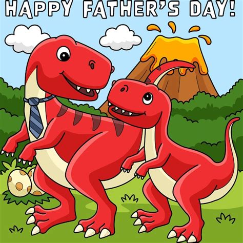 Premium Vector Happy Fathers Day T Rex Colored Cartoon