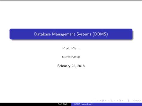 Ppt Database Management Systems Dbms Prof Pfaff Lafayette College Powerpoint
