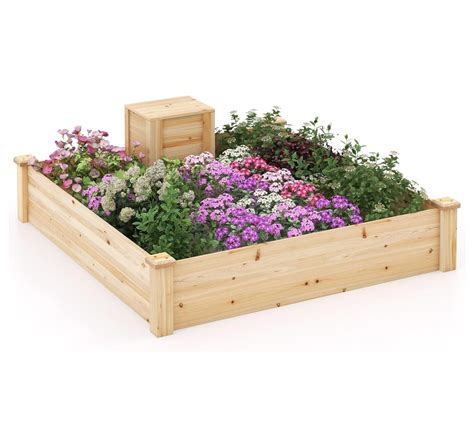 Raised Garden Bed With Wood Composter 49 X 49 X 10 Open Base Fir