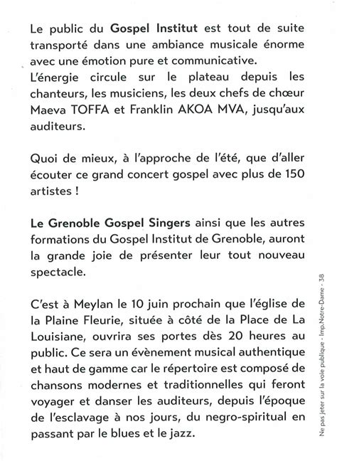 Meylan Plaine Fleurie Grenoble Gospel Singers