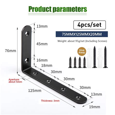 4pcsset L Shape Wall Bracket Shelf Angle Bracket Cast Iron Heavy Duty