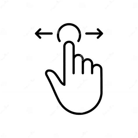 Swipe Gesture Of Computer Mouse Pointer Finger Black Line Icon Cursor Hand Linear Pictogram