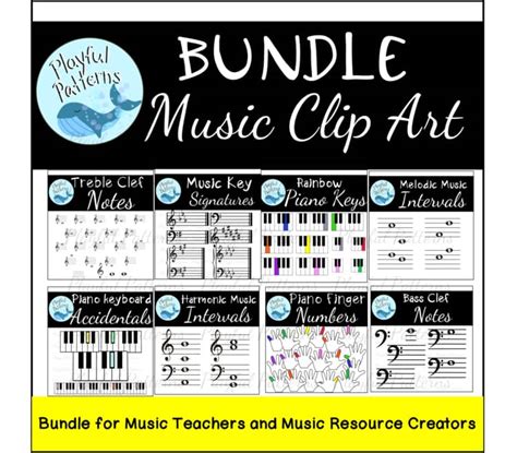 Piano And Music Clip Art Bundle 300 Music Notes Piano Keys And Music Symbols