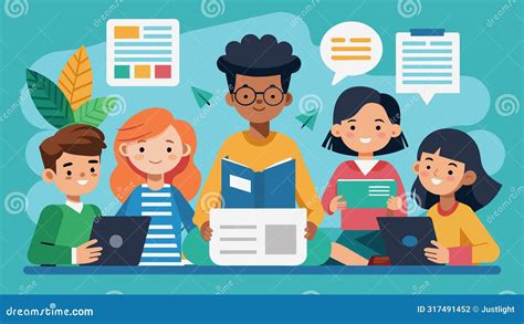 A Group Of Young Journalists Collaborating On A Digital Newspaper