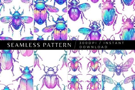 Pink And Teal Beetle Patterns Graphic By Inknfolly · Creative Fabrica