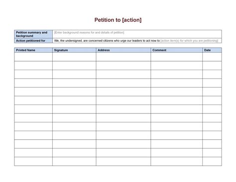 Petition Sample Template