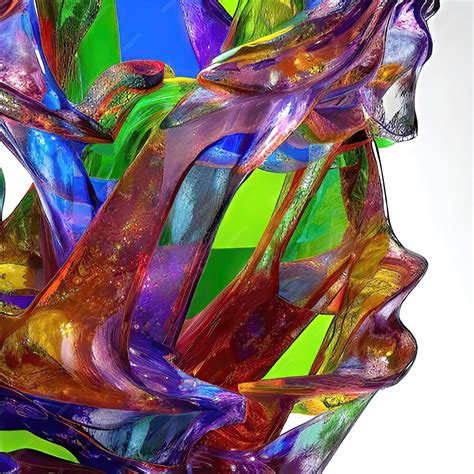 Premium Ai Image Surreal Glass Figure With Wavy Reflections And