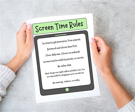 Screen Time Rules Editable Template Screen Safety Rules Families And
