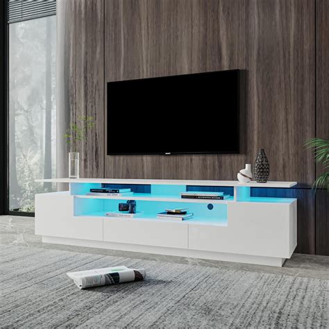Citylight Modern Tv Stand With Led Lights For 80 Inch Tv
