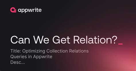 Can We Get Relation Threads Appwrite