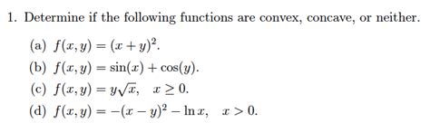 Solved Determine If The Following Functions Are Convex Chegg