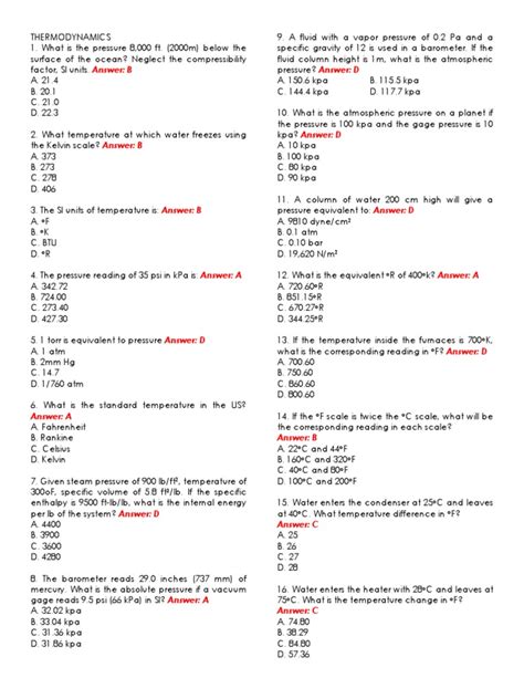 Thermodynamics Practice Problems Pdf Enthalpy Pressure