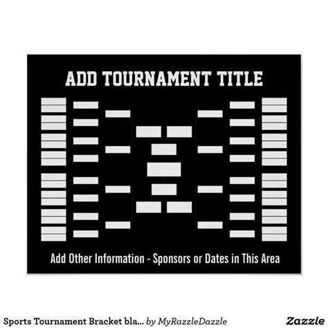 Sports Tournament Bracket Black Poster Zazzle Sports Tournaments