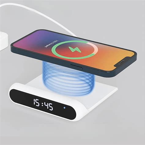 Chargeworx 2 In 1 Wireless Charging Digital Alarm Clock For Magsafe Compatible Devices White
