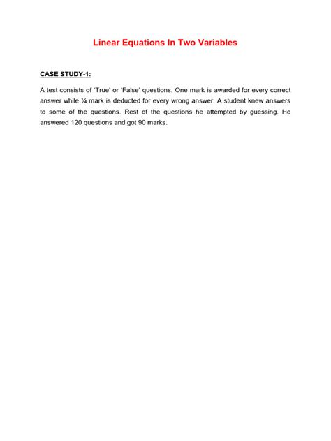 Linear Equations Case Studies Analysis Pdf Equations