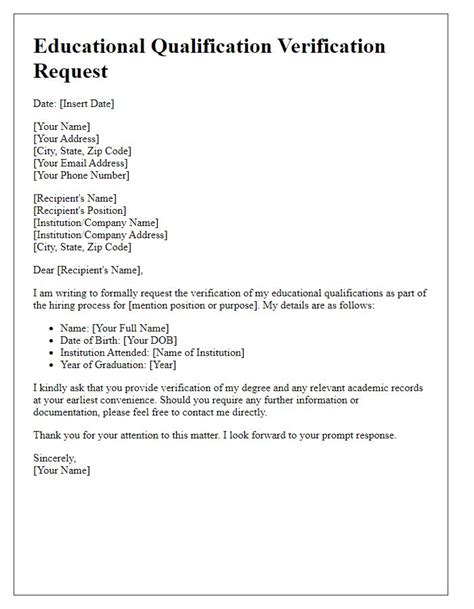 Letter Template For Educational Qualification Attestation Free