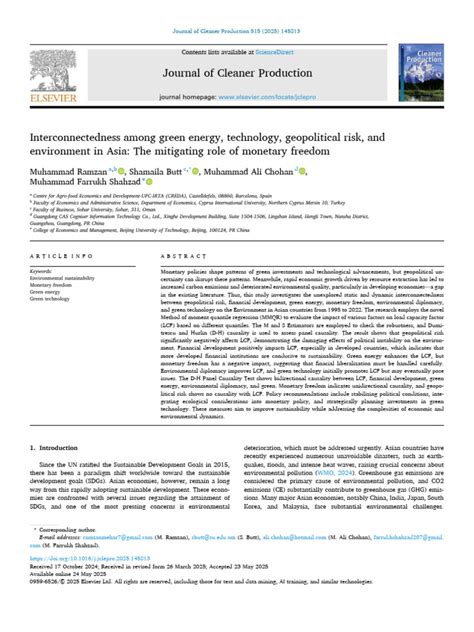 Interconnectedness Among Green Energy Technology Geopolitical Risk And