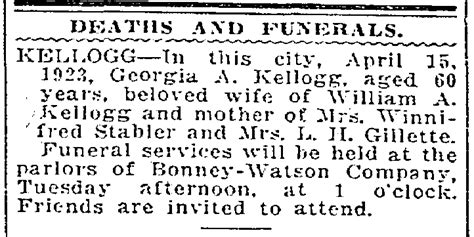 Georgia Anna Berton Kellogg 1862 1923 Find A Grave Memorial