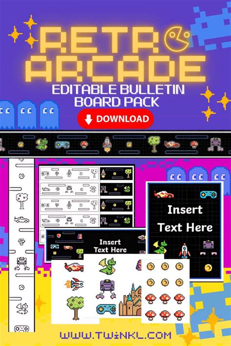 Editable Retro Arcade Theme Bulletin Board Pack Retro Arcade Arcade