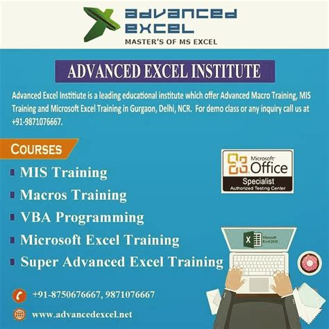 advanced excel and vba mcaros corporate training in gurgaon delhi — advanced excel institute is a