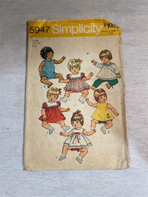 1973 Simplicity 18 20 Inch Doll Clothes Pattern Etsy