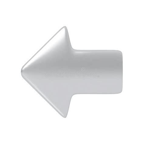 Silver Arrow Icon Or Symbol With 3d Effect Pointing Left Stock