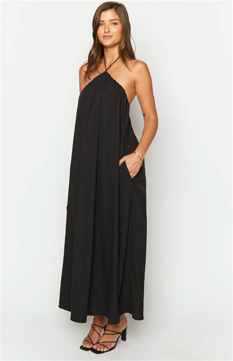 Ziggy Black Halter Neck Maxi Dress Beginning Boutique