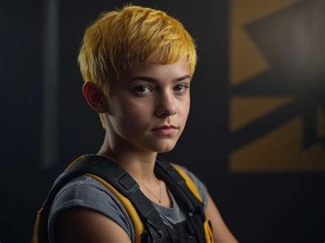 A Teen With Yellow Skin And Pixie Cut Arms Crossed Wit 21 Premium Ai