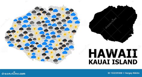 Climate Collage Map Of Kauai Island Stock Illustration Illustration