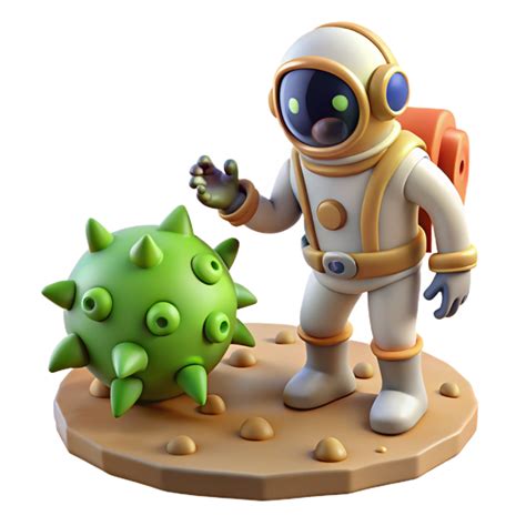 Astronaut Exploring Spiky Alien Orb 3d Render 56222707 Png