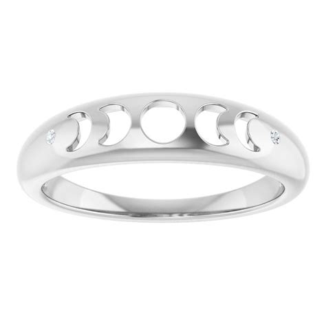 Platinum 015 Ctw Natural Diamond Moon Phase Ring Platinumonly
